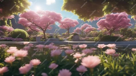 Premium Ai Image Anime Style Garden Of Flowers
