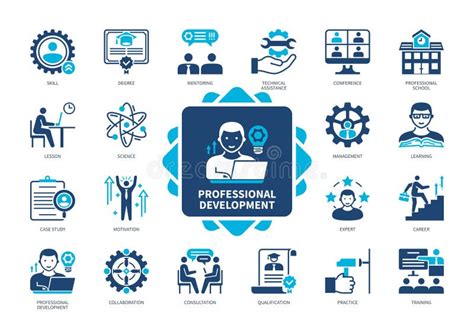 Professional Development Solid Icon Set Stock Illustration