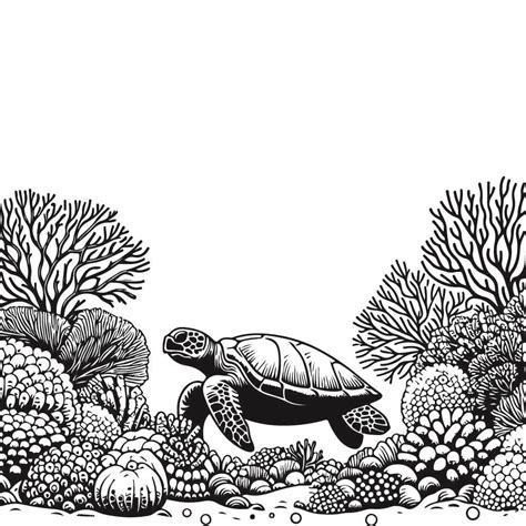 Coral Reef Black And White Clipart