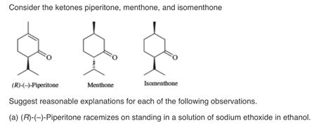 Solved Consider The Ketones Piperitone Menthone And