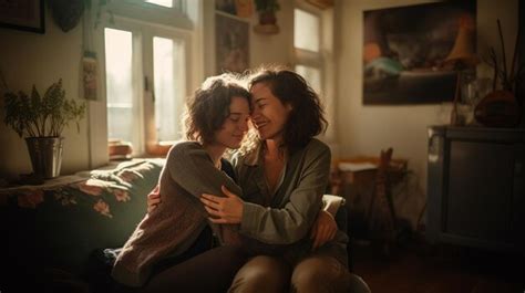 Premium Photo Empathetic Embrace Cozy Living Room