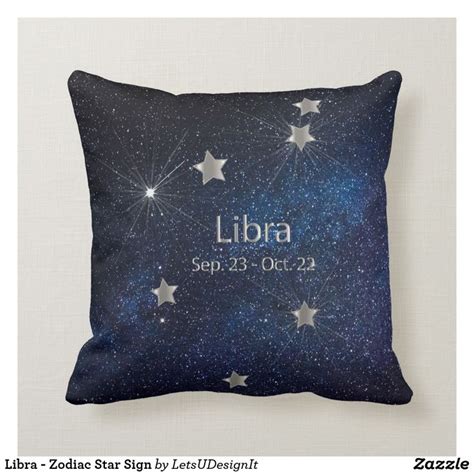 Libra Zodiac Star Sign Throw Pillow Zodiac Star Signs Star Signs