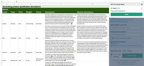 rewrite in bulk in excel gpt for work documentation