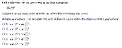 Solved Find A Cofunction With The Same Value As The Given
