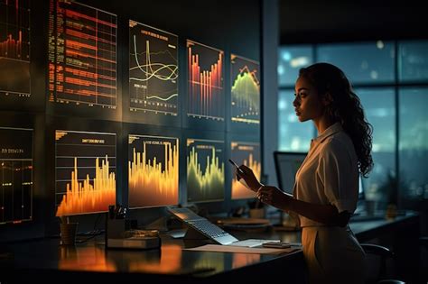 Premium Ai Image A Businessperson Woman Presenting And Evaluating Data Chart In The Office