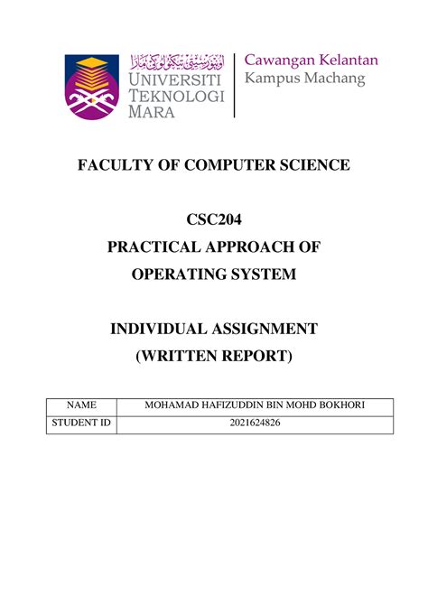 individual assignment faculty of computer science csc practical