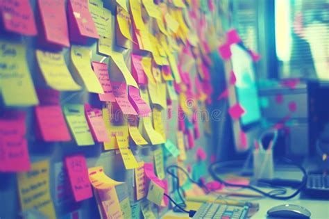 Brainstorming Ideas On Sticky Notes On White Board Business Workplace