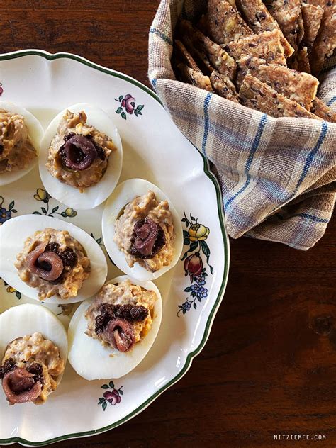Deviled Eggs With Anchovy And Tapenade Recipe Mitzie Mee