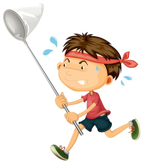 Boy Running With Insect Net 432420 Vector Art At Vecteezy