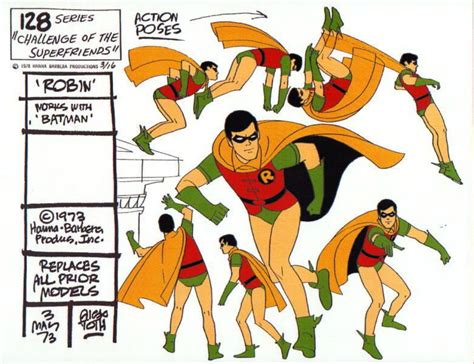 Robin Model Sheet For The 1970s Hanna Barbera Series Super Friends