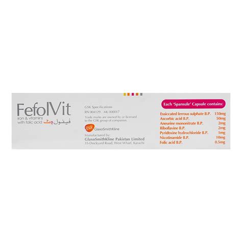 Order Gsk Fefol Vit Spansule Capsule 1 Strip Online At Best Price In