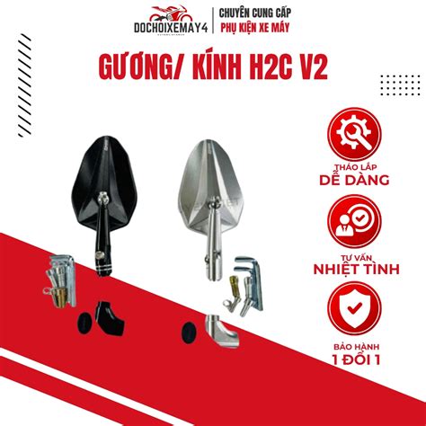 Gương Chiếu Hậu H View Kiểu H2c V2 Nhôm Cnc Gắn Mọi Dòng Xe Giá 1 Chiếc