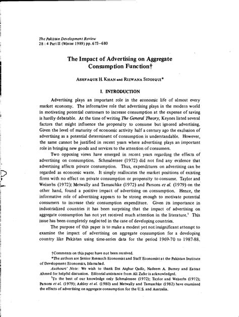 Pdf The Impact Of Advertising On Aggregate Consumption Function