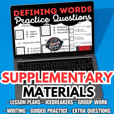 Defining Words Supplementary Materials Grade 5 6 Pdf By Teach Simple