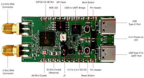บอร์ด Esp32 C5 พร้อมคอนเนกเตอร์สายอากาศ Sma ความถี่ 24ghz และ 5ghz