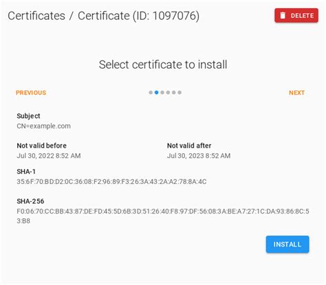 Personal Dashboard Certificate Storage