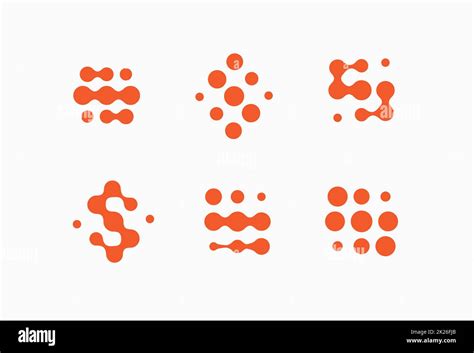 Abstract Futuristic Logo Set Connected Balls Letter C Shape Science