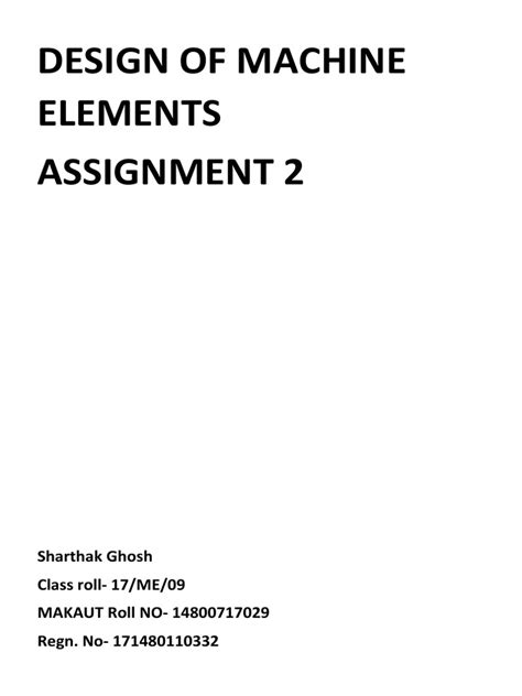 Machine Design Assignment Pdf Strength Of Materials Chemical