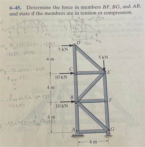 Solved 6 45 Determine The Force In Members Bf Bg And Ab