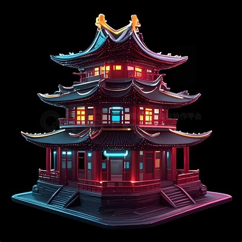 3dai数字艺术 3d手绘栈桥插画元素3d渲染中国风多层传统建筑红色外墙金色屋顶插画 Ai立体元素免费下载 Png格式 4096像素 编号71493184 千图网