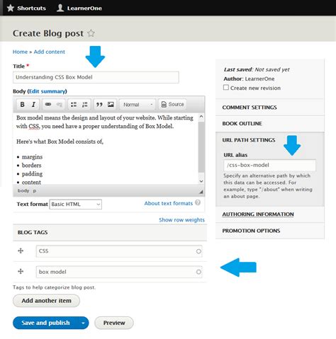 Add Blog Post With Drupal Studyopedia