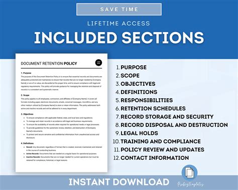 Document Retention Policy Template Probiztemplates