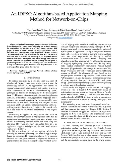 Pdf An Idpso Algorithm Based Application Mapping Method For Network On Chips