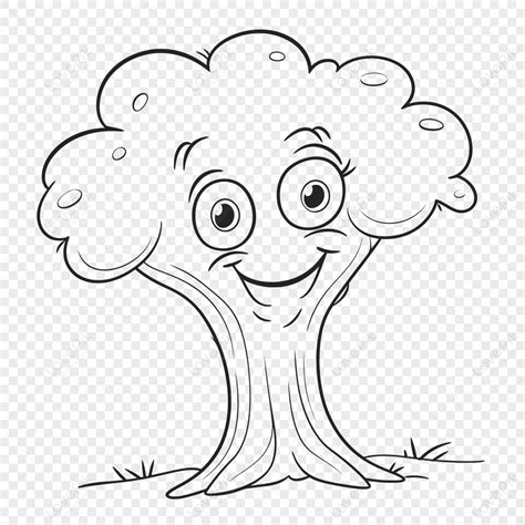 행복한 나무 개요 스케치 드로잉의 색칠 페이지 벡터개요 예술두꺼운 선 Png 일러스트 무료 다운로드 Lovepik