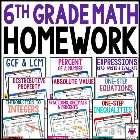 6th Grade Math Homework Worksheets Practice Review And Warm Up Tpt