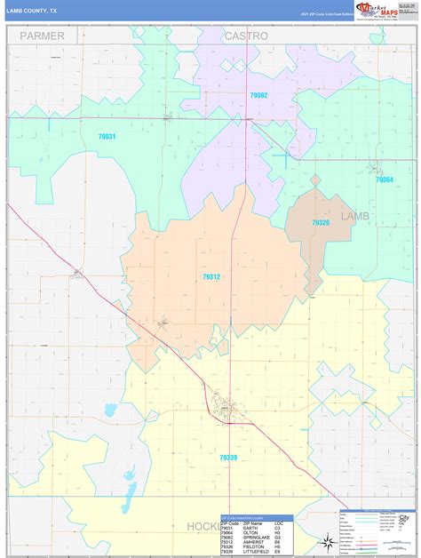 Lamb County Tx Wall Map Color Cast Style By Marketmaps