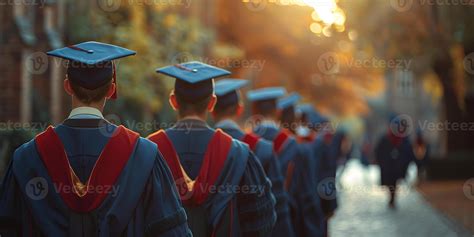 The Back Image Of The Group Of Students In Mortarboards And Bachelor