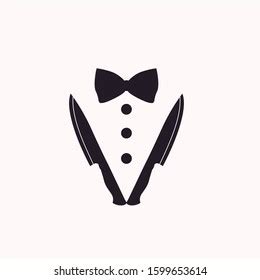 Bow Tie Knives Restaurant Dinner Kitchen Stock Vector Royalty Free