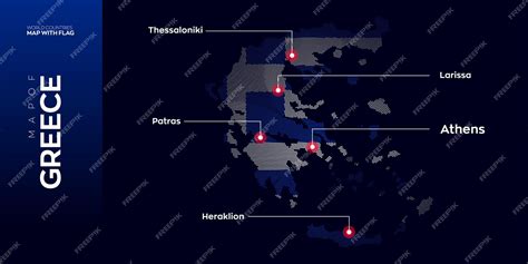 수도와 주요 도시와 그리스의 벡터 지도 프리미엄 벡터