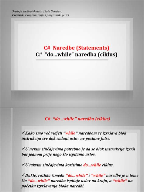 C Naredbe Statements Do While Naredba Pdf