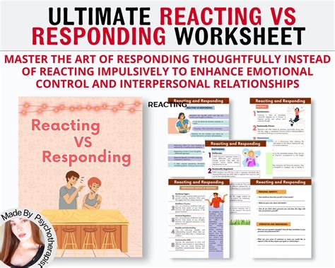 Responding Vs Reacting Worksheets Therapy Worksheets Psychoeducation