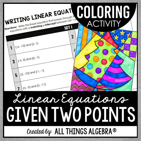 Writing Linear Equations Given Two Points Coloring Activity All