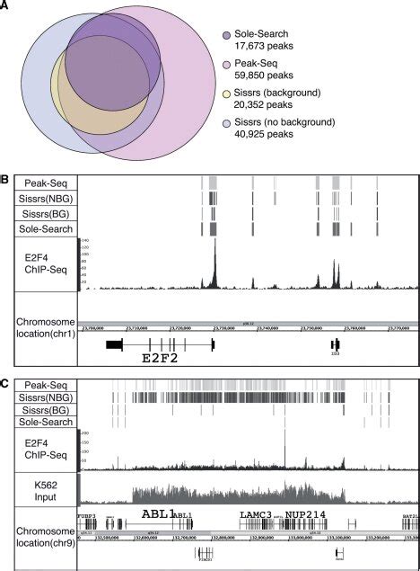 Comparison Of Peak Calling By Different Programs A Peaks Were Called