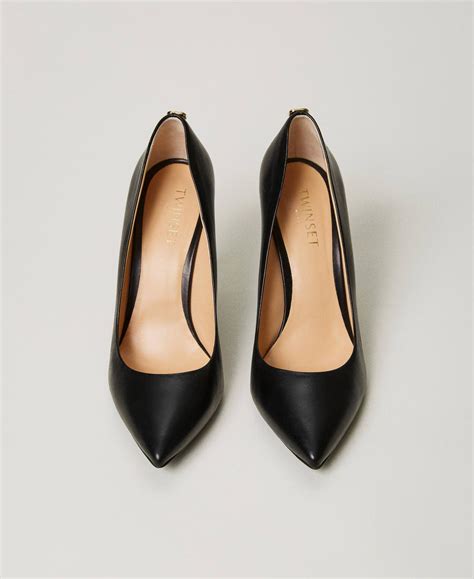 Décolleté In Pelle Donna Nero Twinset Milano
