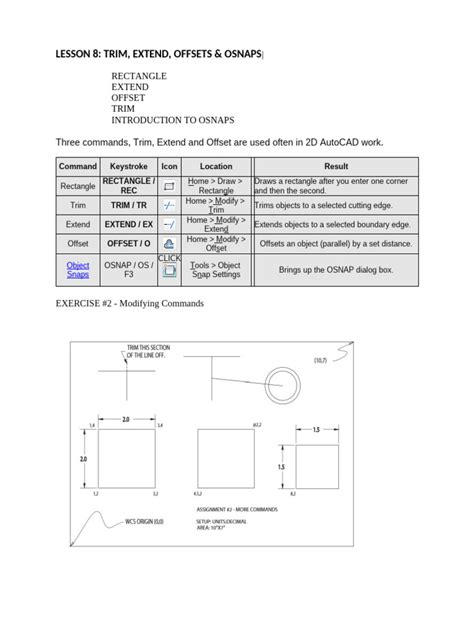 Lesson 8 Trim Extend Offsets And Osnaps Pdf Euclidean Geometry