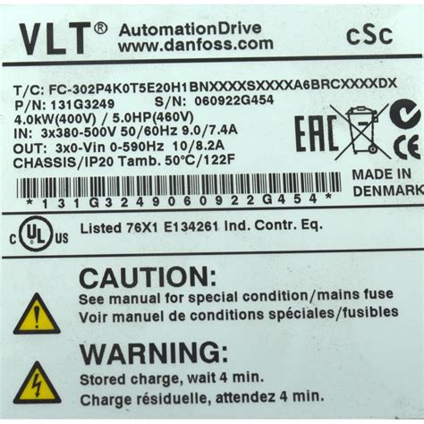 Danfoss Vlt Fc 302 4kw 400v Can Bus