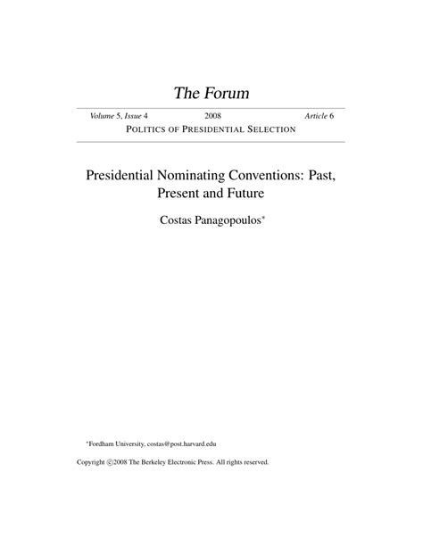 Pdf Presidential Nominating Conventions Past Present And Future