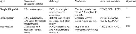 Classification Of Epiretinal Membranes By Histology And Aetiology Download Table