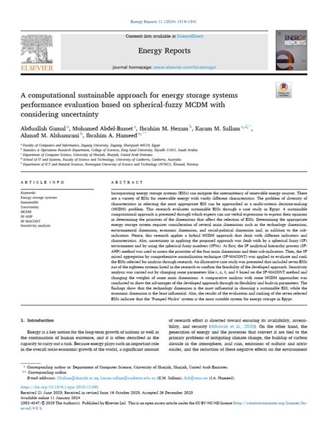 A Computational Sustainable Approach For Energy Storage Systems 2024 Energy Pdf Energy