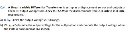 Solved A Linear Variable Differential Transformer Is Set Chegg