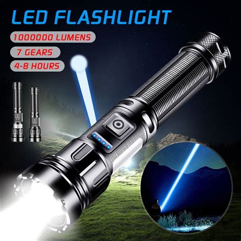 Litom Outdoor Rechargeable 1000000lm Led Flashlight Tactical Police
