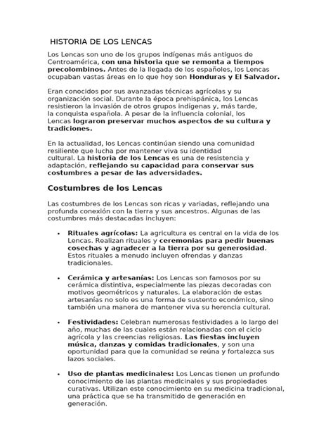 Historia De Los Lencas Pdf Agricultura Rituales
