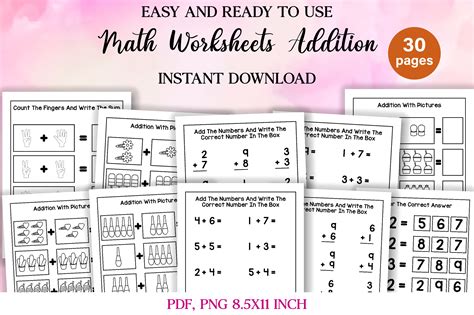 Math Addition Workbook For Kindergarten Graphic By Bookworm Haven