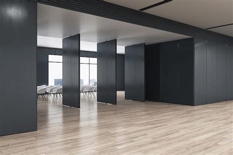 Premium Photo Perspective View On Stylish Dark Wall Partition In
