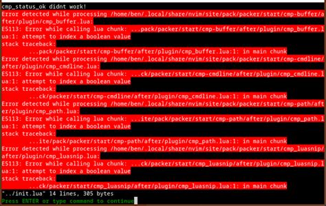 Help With Protected Call Throwing Errors With Nvim Cmp Rneovim