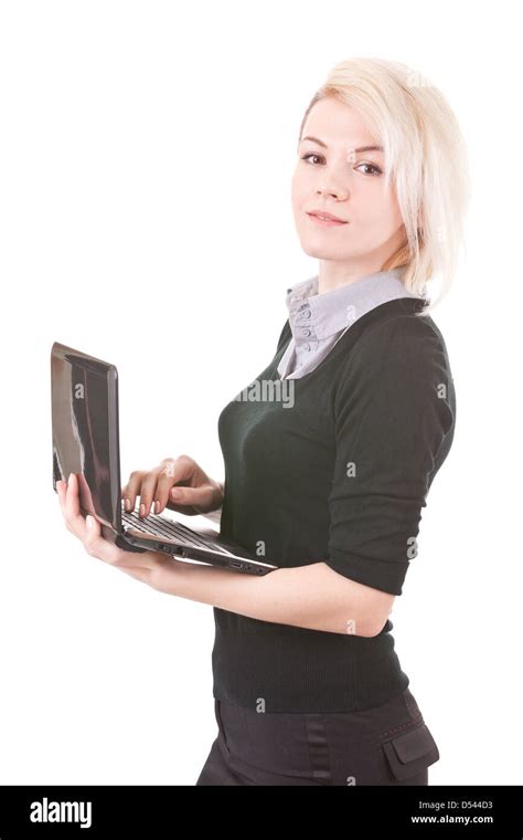 Babe With A Small Notebook On White Background Stock Photo Alamy